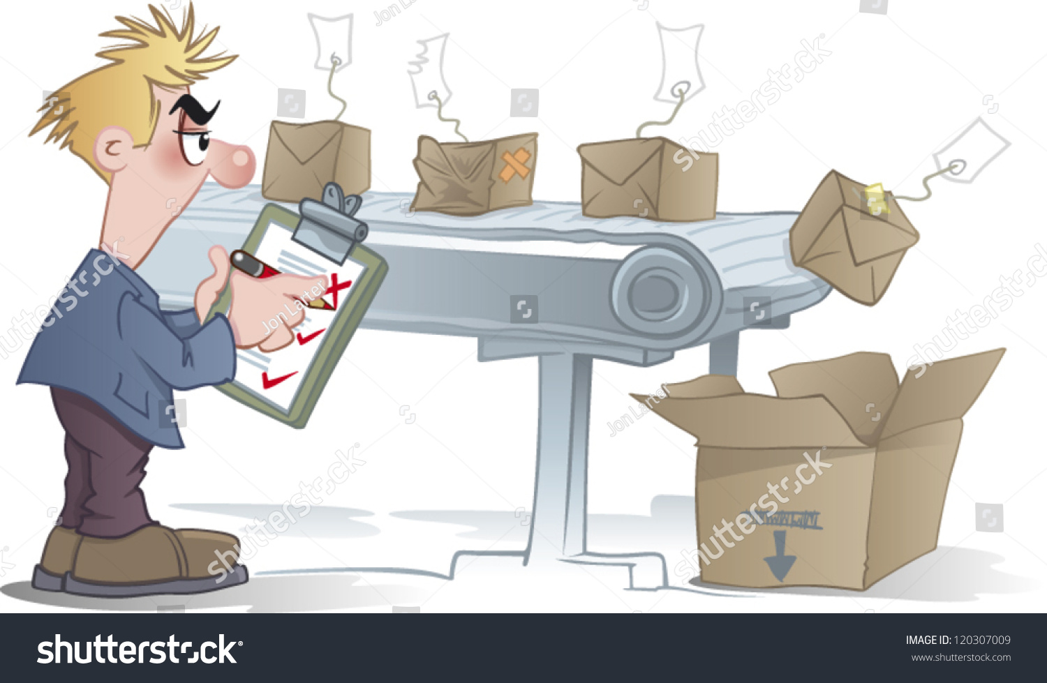 Quality Control Cartoon Character Stock Vector 120307009 Shutterstock