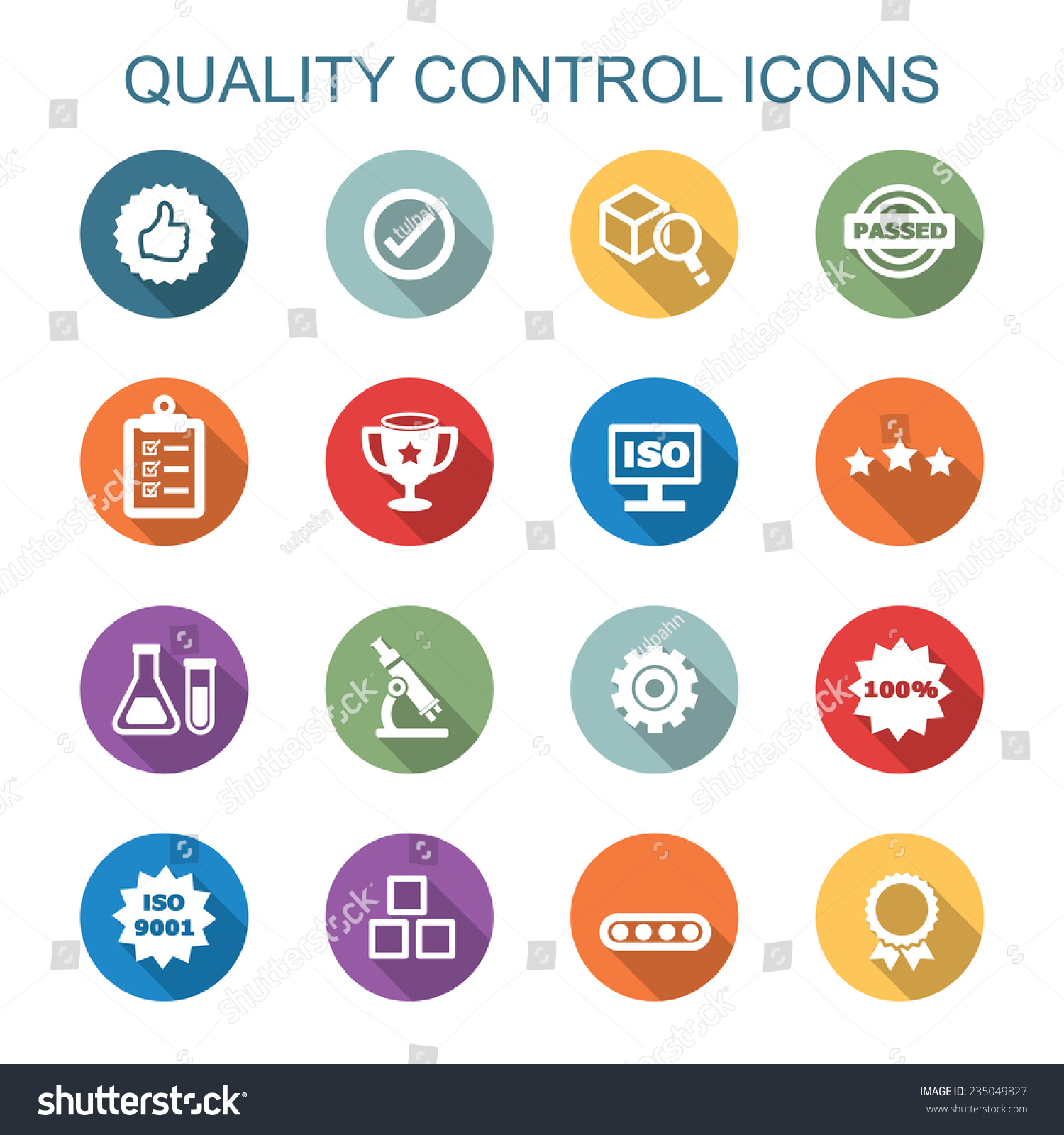 Quality Control Long Shadow Icons, Flat Vector Symbols - 235049827 ...