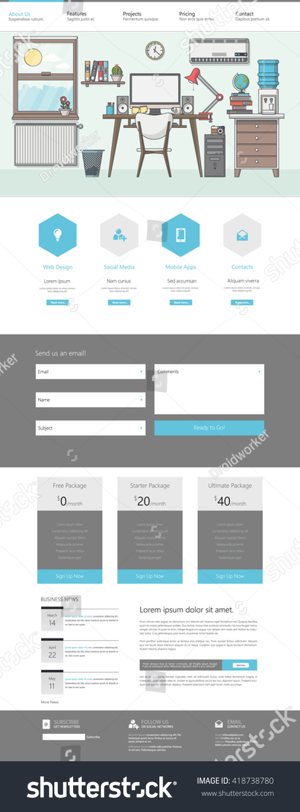 Vektor Stok Quality One Page Website Template Vector (Tanpa Royalti ...