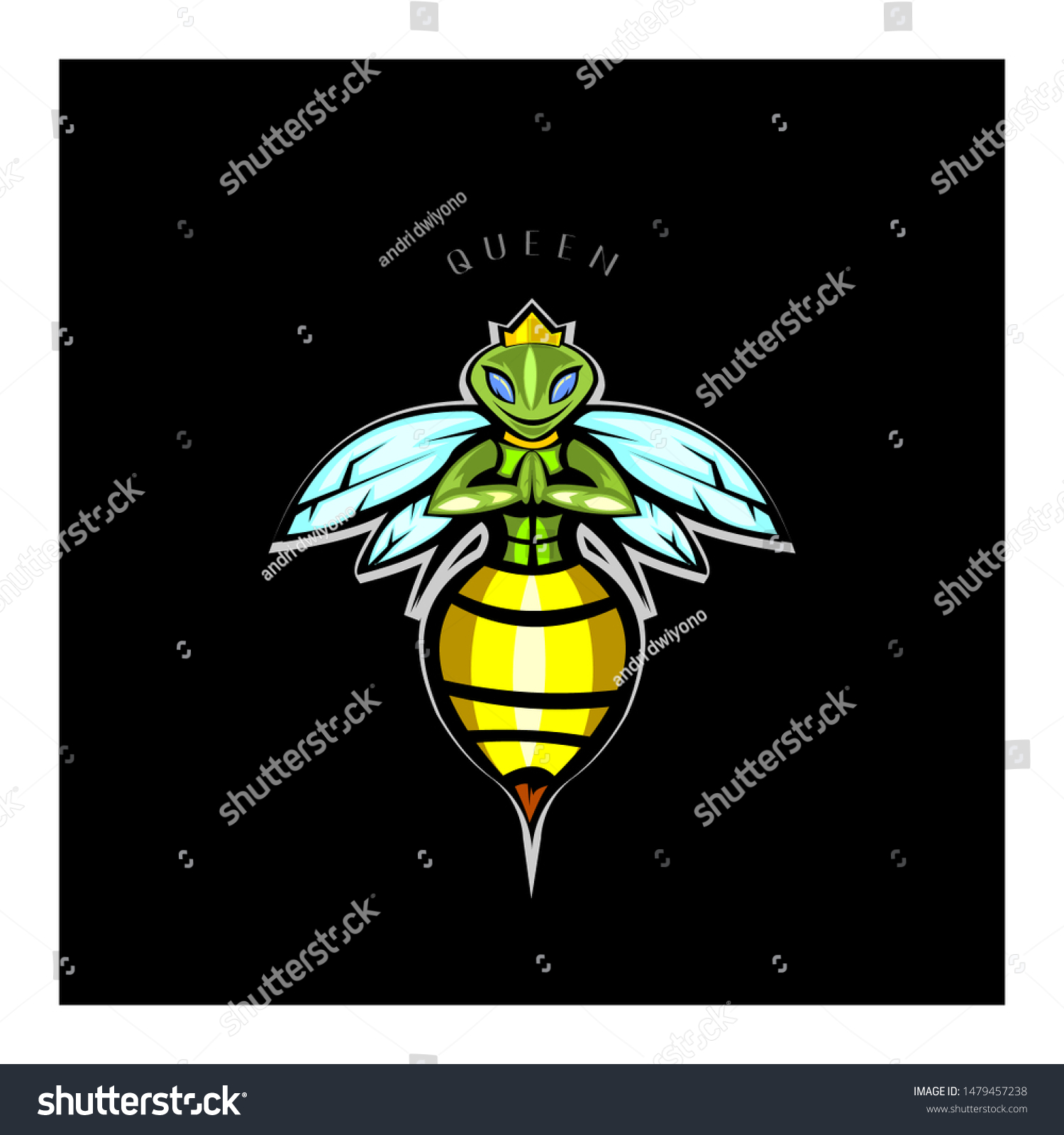 Queen Bee Mascot Concept Logo: vector de stock (libre de regalías ...
