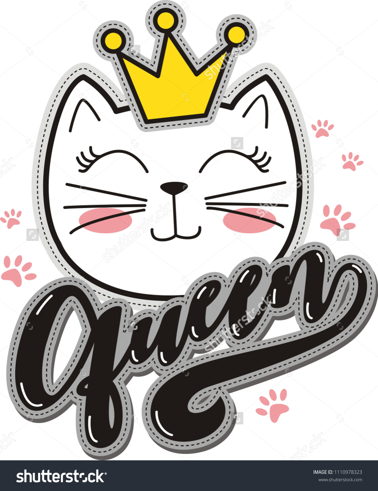Queen Cat Vector Illustration Stock Vector (Royalty Free) 1110978323