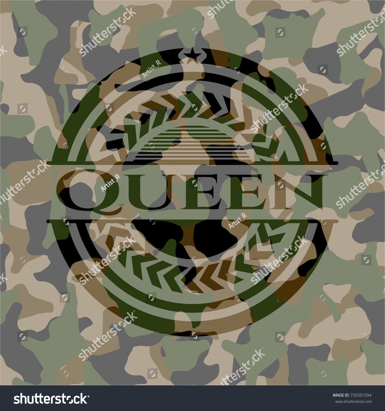 Queen On Camo Texture Stock Vector (Royalty Free) 735501094 | Shutterstock