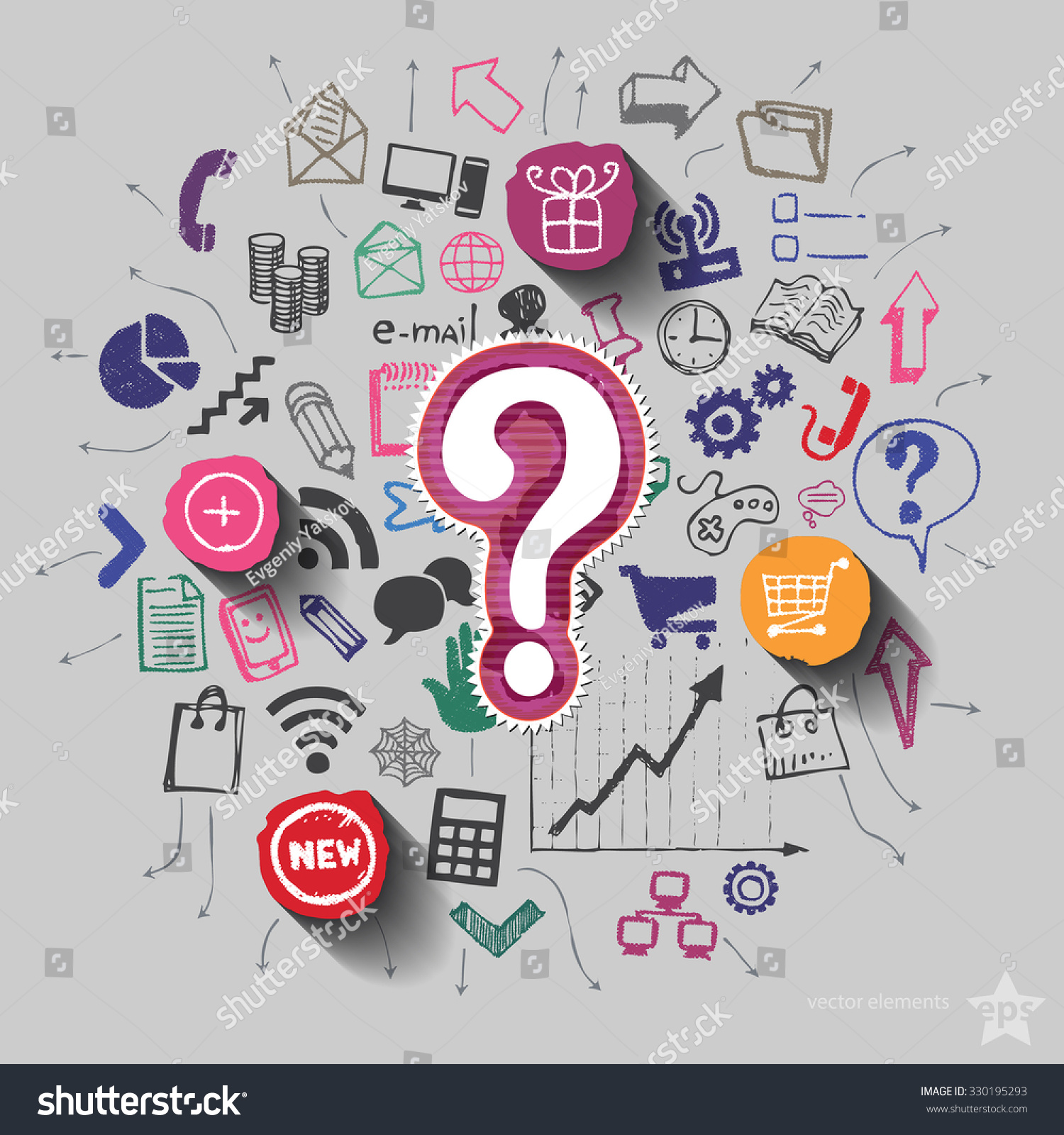 Question Mark Collage Web Icons Background: เวกเตอร์สต็อก (ปลอดค่า ...