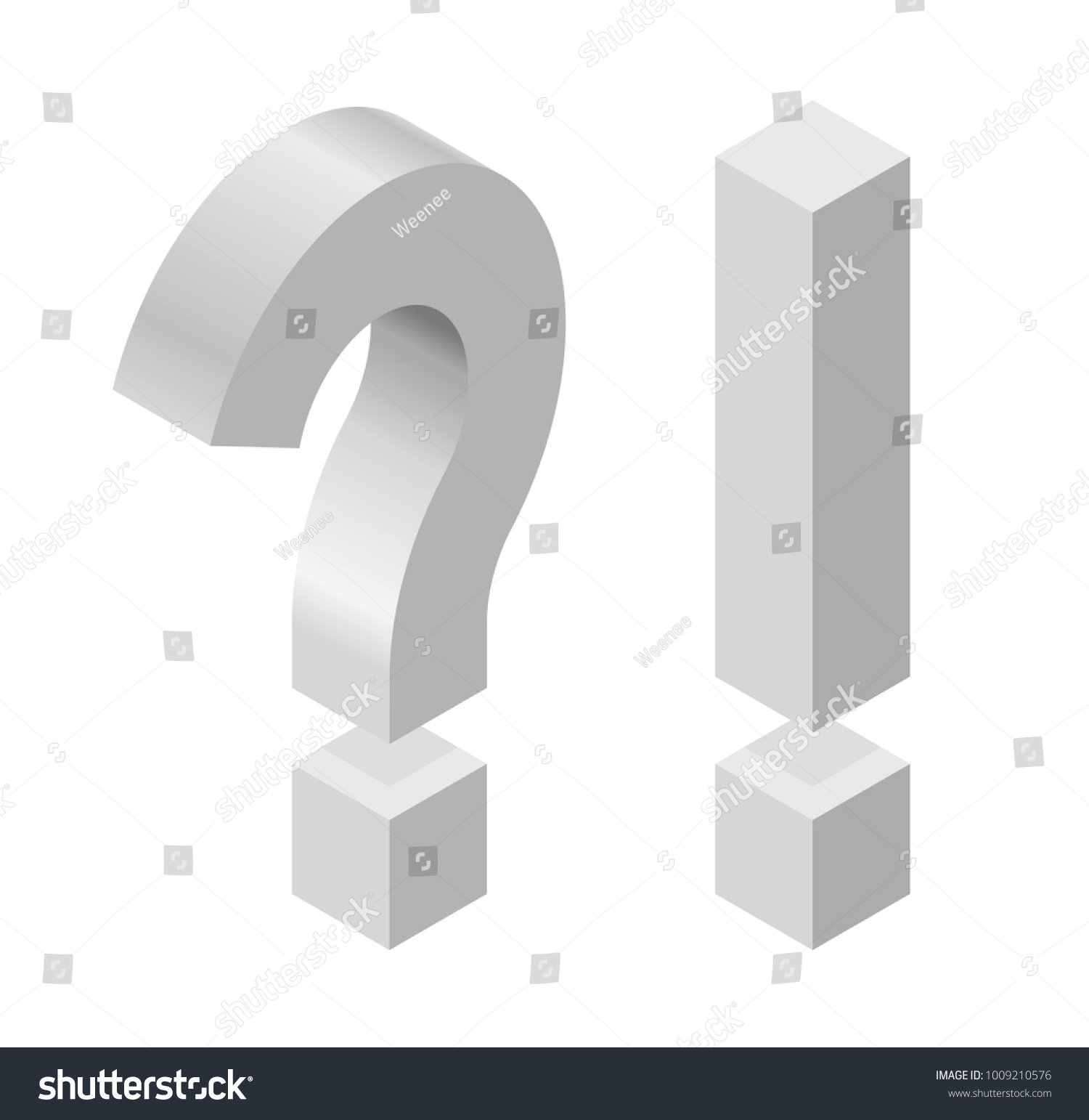 Question Mark Exclamation Marks Isometric Perspective Stock Vector ...