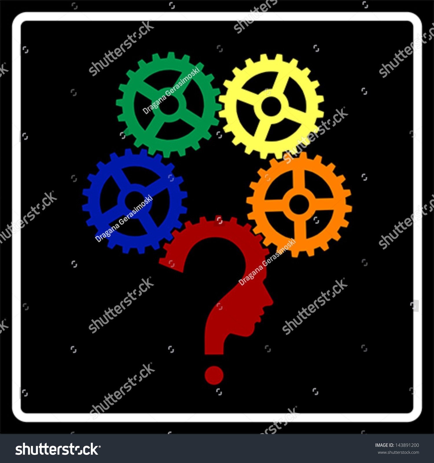 Question Mark Human Head Gear Symbol: เวกเตอร์สต็อก (ปลอดค่าลิขสิทธิ์ ...