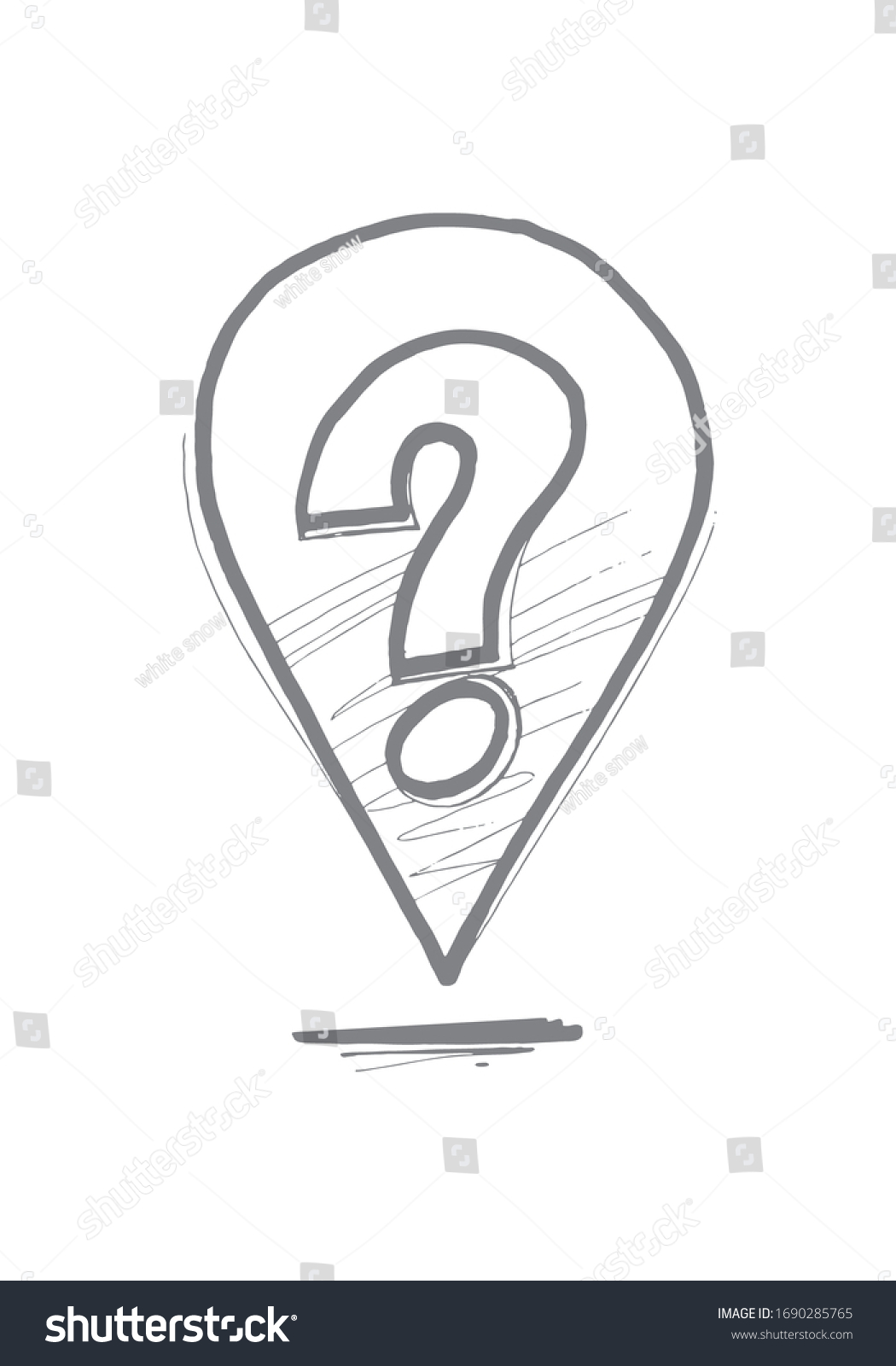 Question Mark Geolocation Marker Freehand Drawing Stock Vector (Royalty ...