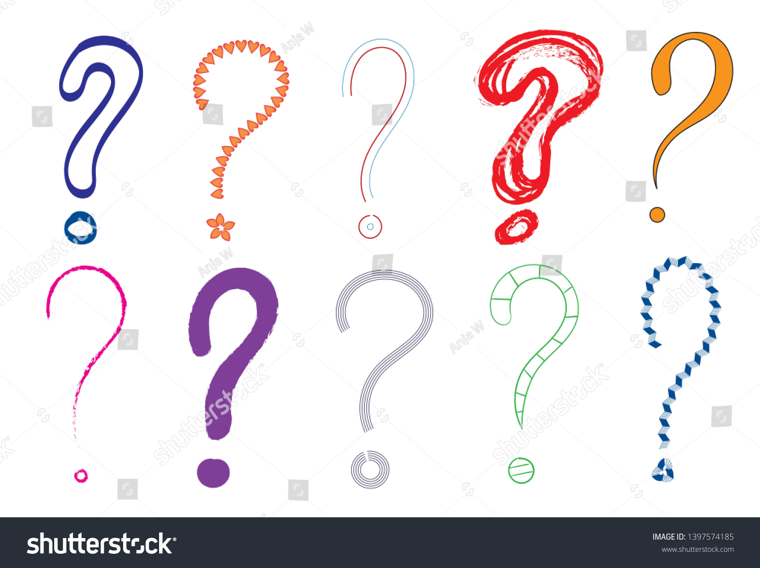 signos de interrogación coloreados dibujos a: vector de stock (libre de ...