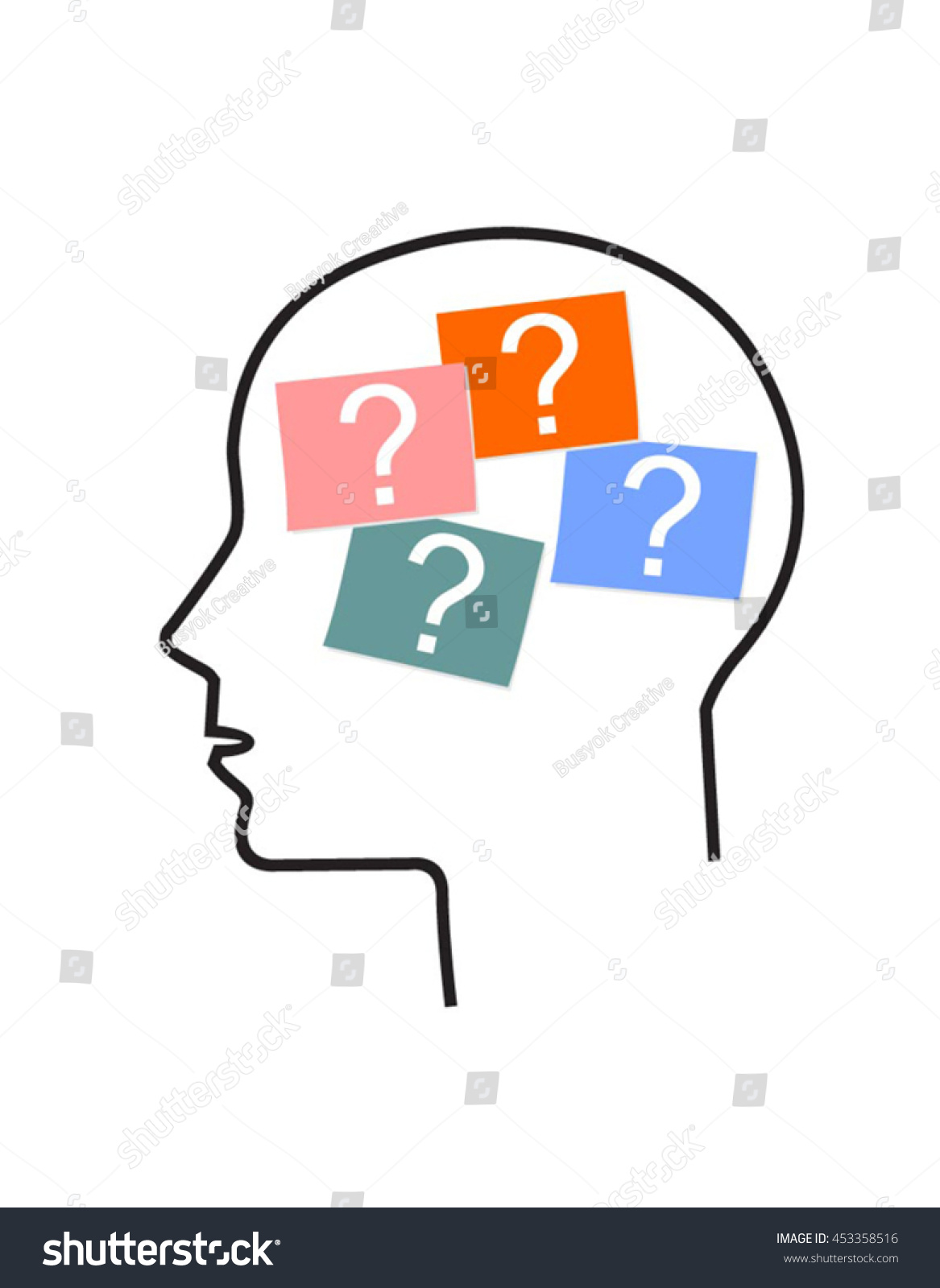 Question Marks Inside Head Decision Making: vector de stock (libre de ...