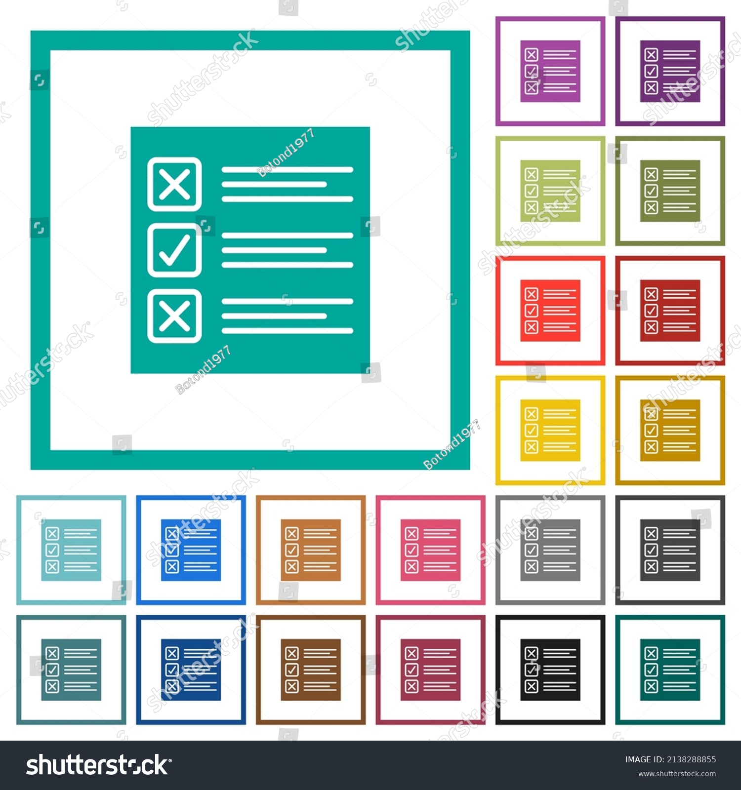 Questionnaire Paper Solid Flat Color Icons Stock Vector (Royalty Free ...