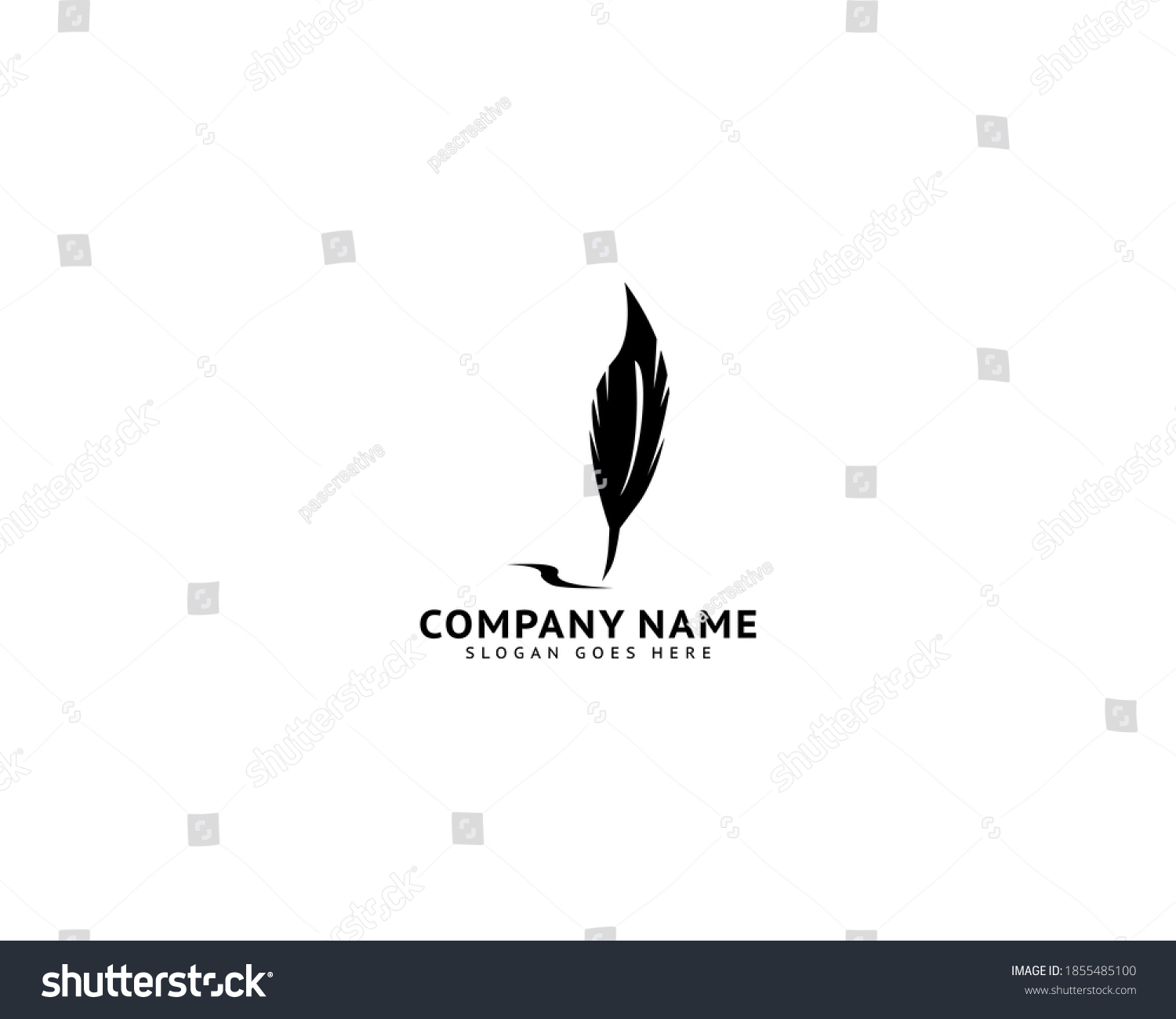 Quill Feather Pen Logo Design Vector Stock Vector (Royalty Free) 1855485100