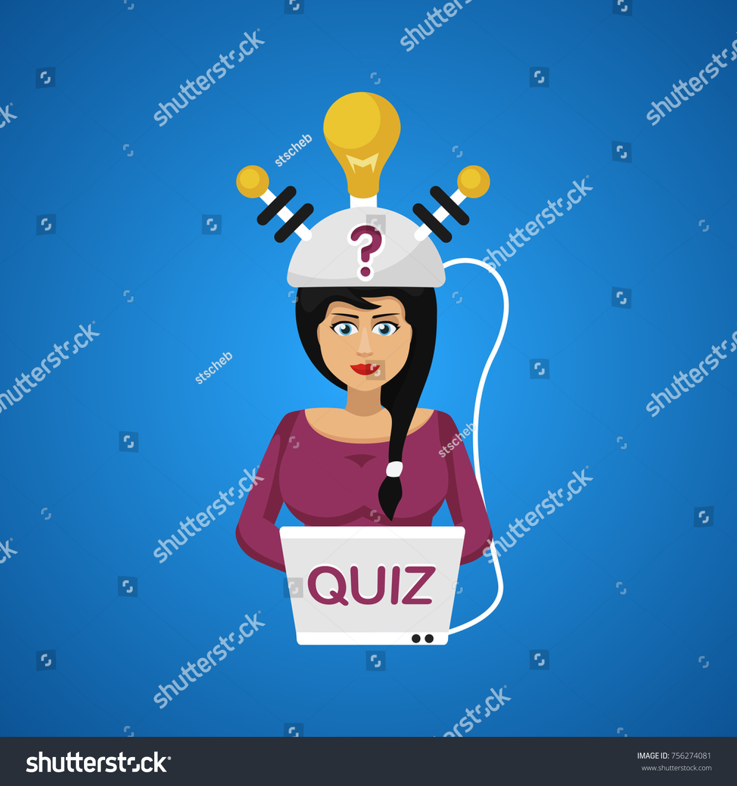 Quiz Hat Flat Concept Head Test Stock Vector (Royalty Free) 756274081 ...