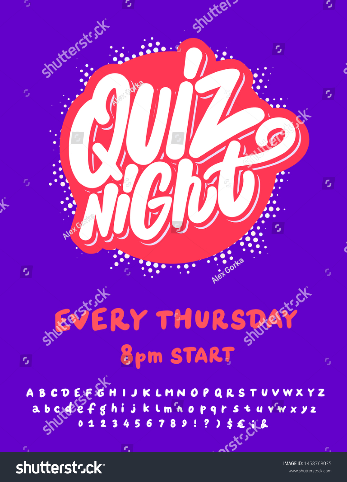 Quiz Night Banner Vector Lettering Stock Vector (Royalty Free) 1458768035