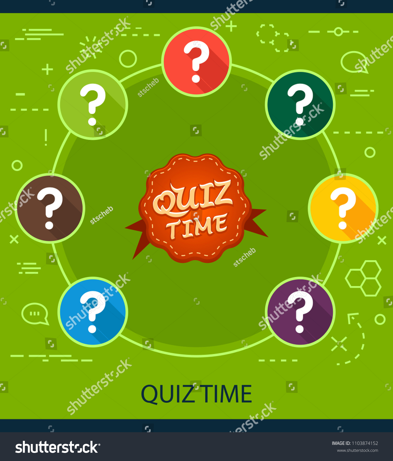 Quiz Time Flat Icons Concept Vector: vector de stock (libre de regalías ...