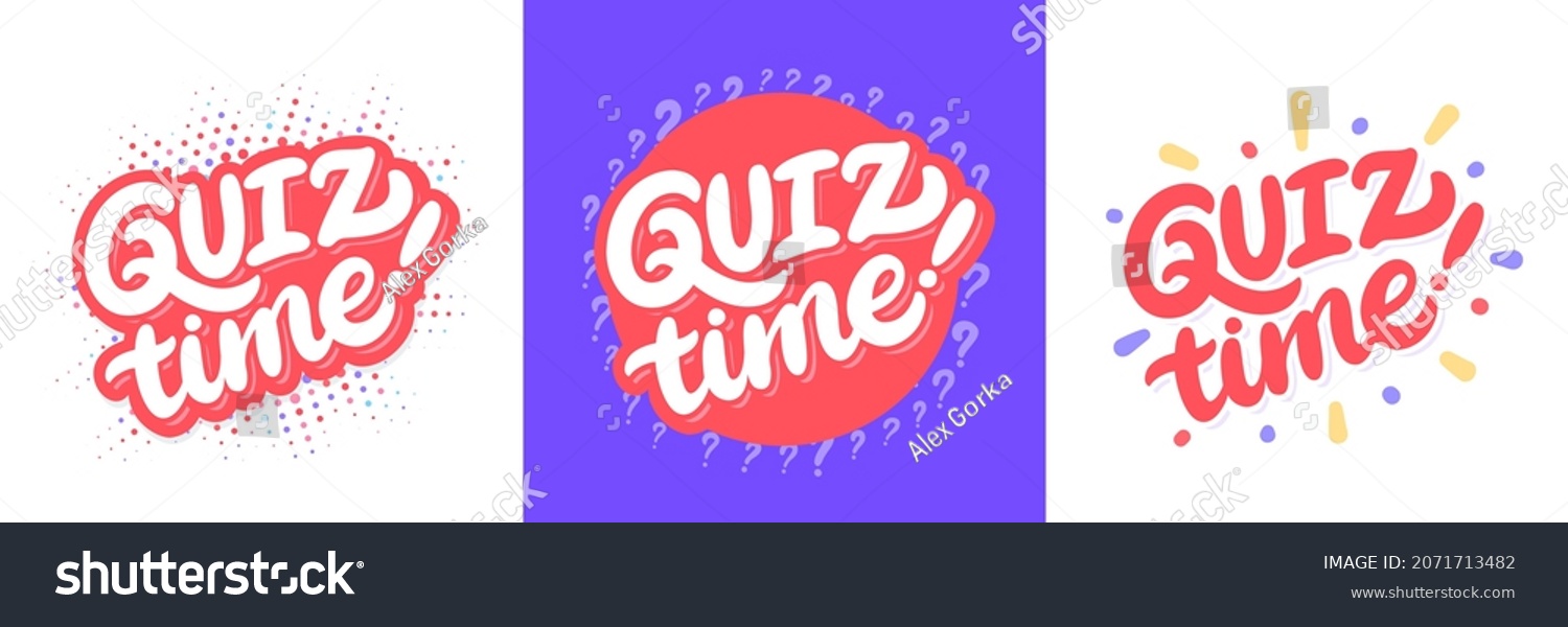 Quiz Time Vector Lettering Banners Set Stock Vector (Royalty Free ...
