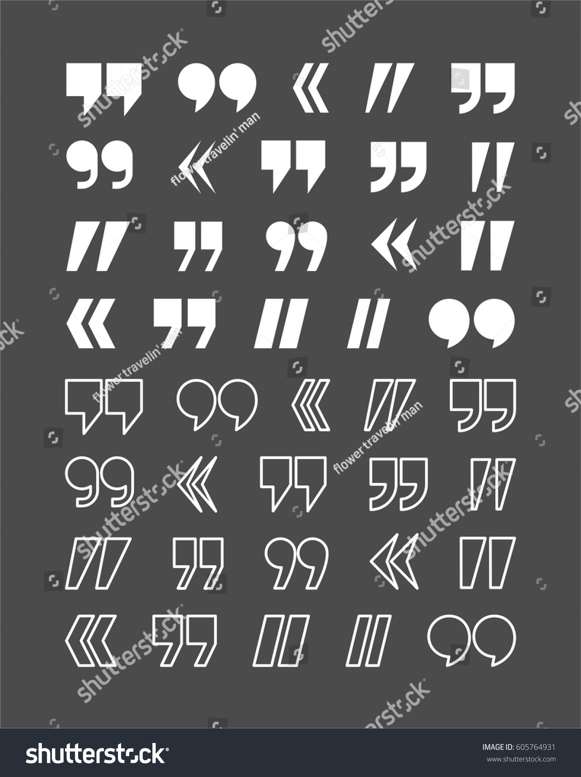Quote Marks Vector Abstract Icon Set Stock Vector (Royalty Free) 605764931