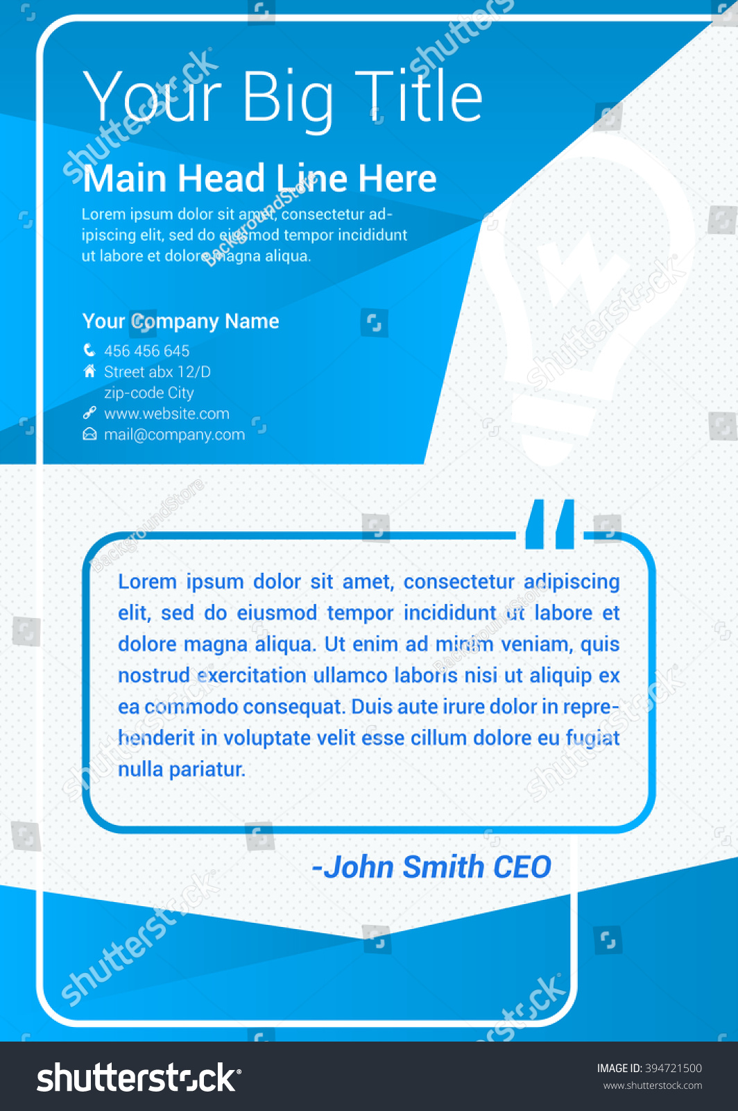 Quotes Poster Flyer Template Stock Vector (Royalty Free) 394721500 ...