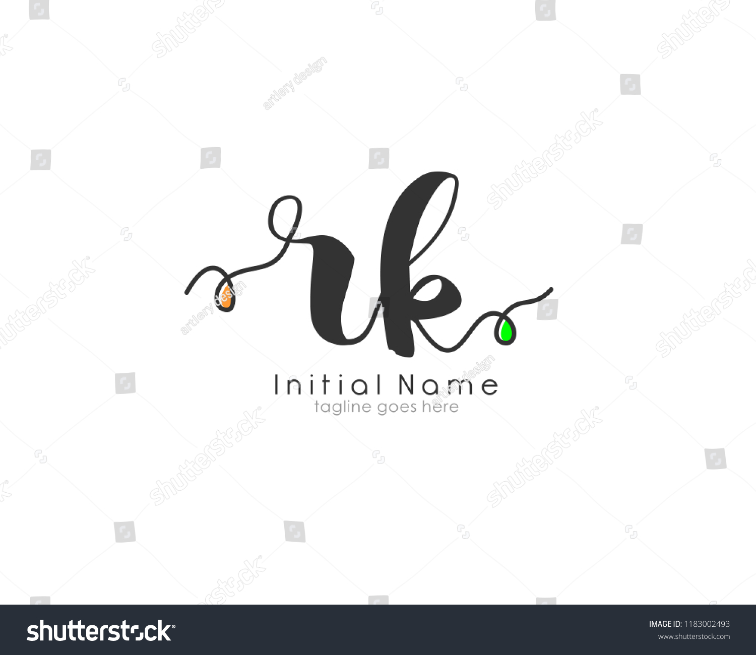 R K Initial Handwriting Logo Vector Stock Vector (Royalty Free) 1183002493