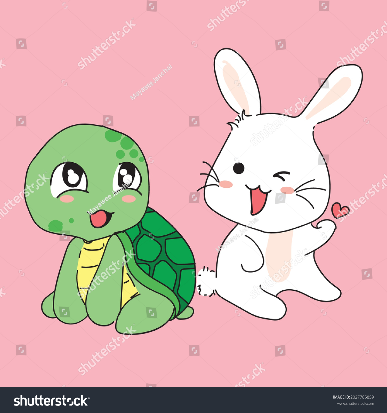Rabbit Turtle Cartoon Cute 01 Stock Vector (Royalty Free) 2027785859 ...