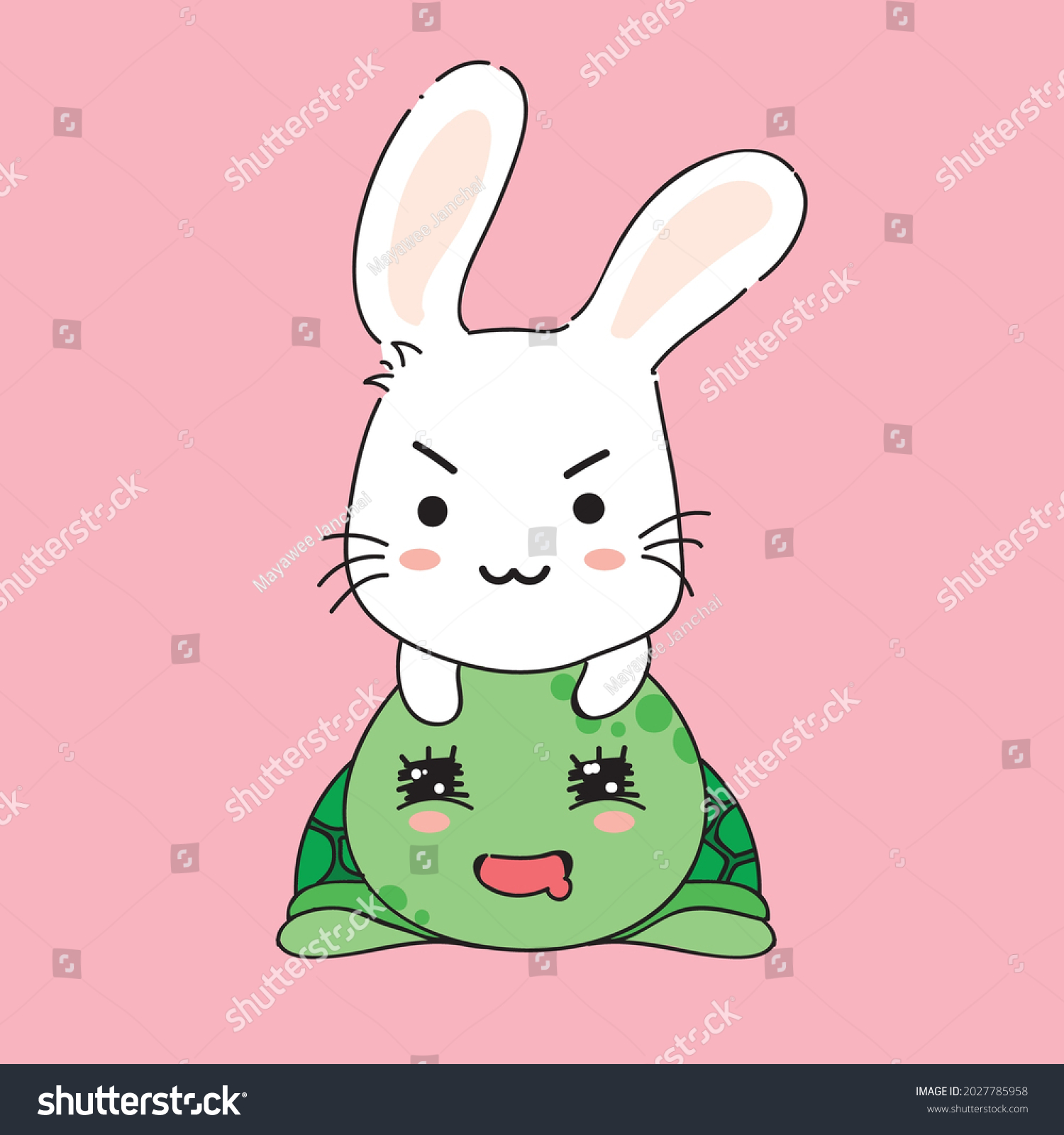 Rabbit Turtle Cartoon Cute 02 Stock Vector (Royalty Free) 2027785958 ...