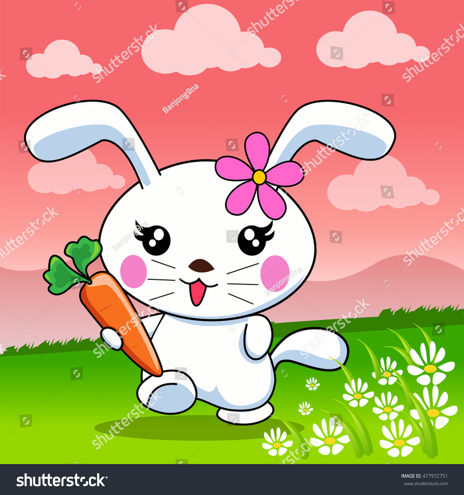 Rabbit Carrot Cartoon Vector 10 Stock Vector (Royalty Free) 477972751