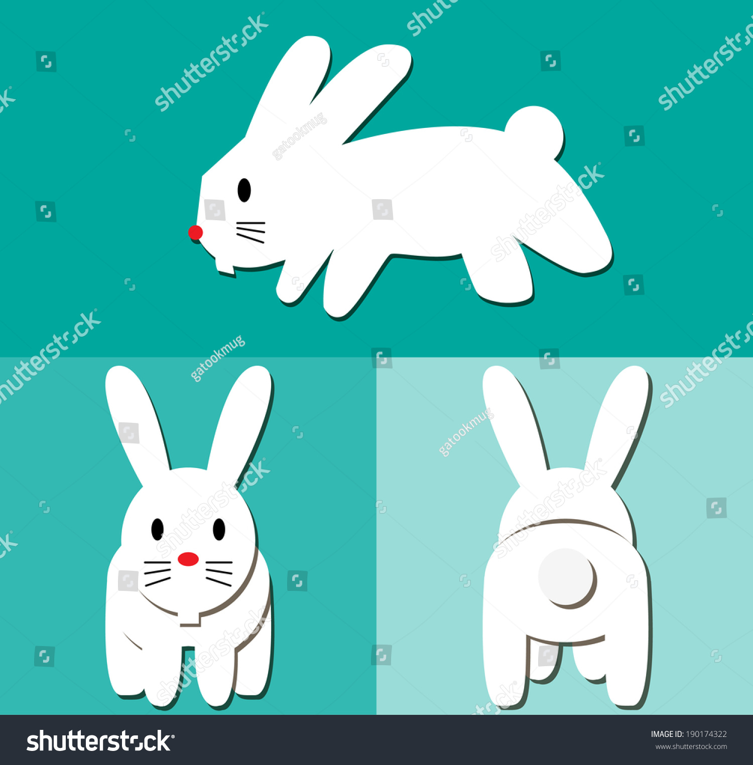 Rabbit Cartoon Pattern Side View Front Stock Vector (Royalty Free ...