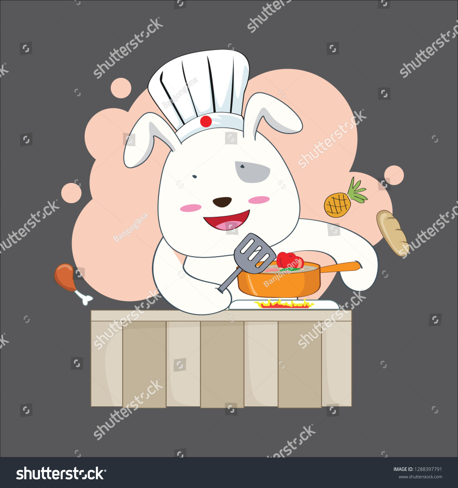 Rabbit Cooking Cartoon Vector Stock Vector (Royalty Free) 1288397791