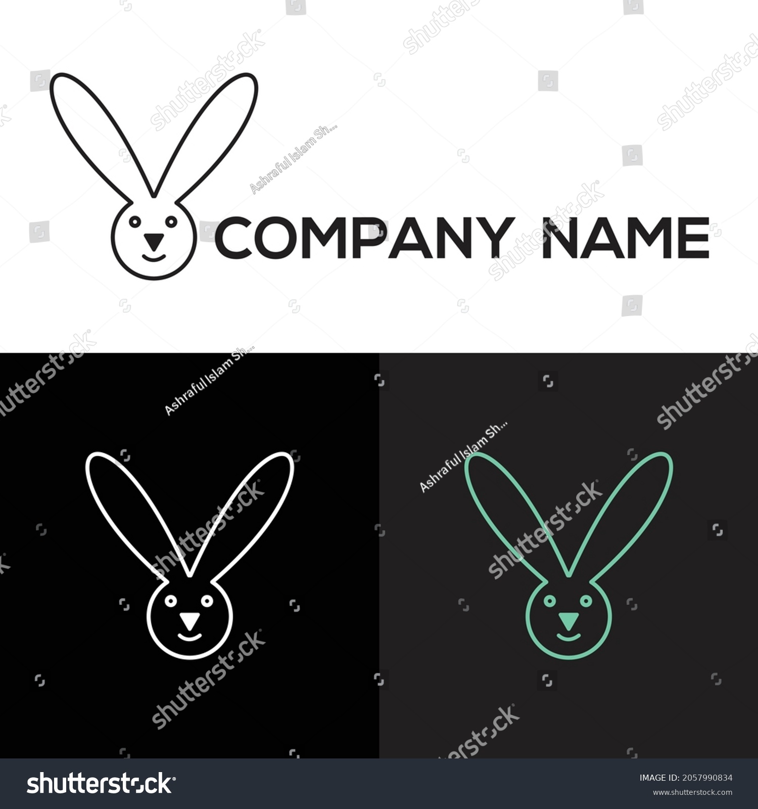Rabbit Creative Modern Minimalist Vector Logo Stock Vector (Royalty ...