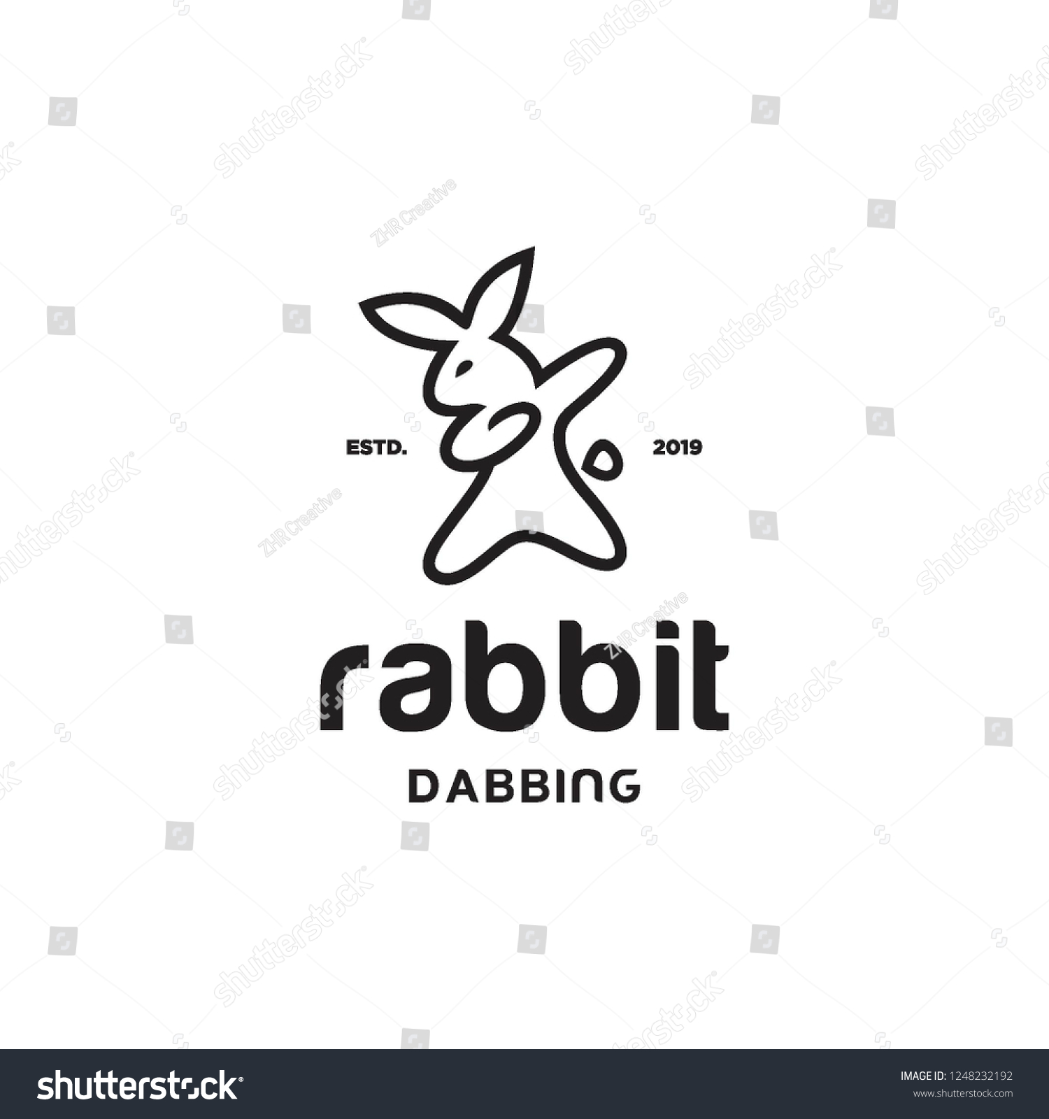 Rabbit Doing Dabbing Dance Move Logo Stock Vector (Royalty Free ...