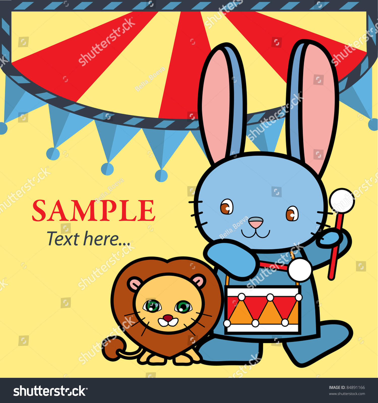 Rabbit Drummer Small Lion Stock Vector (Royalty Free) 84891166 ...