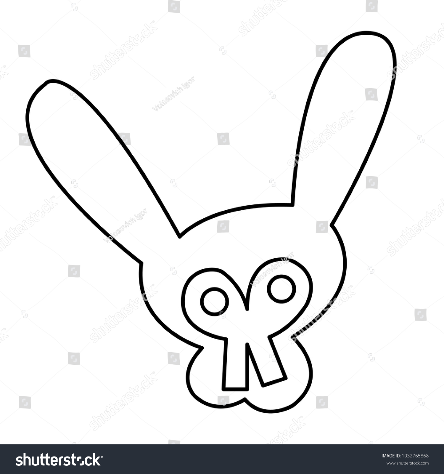 Rabbit Face Character Vector Illustration Isolated Stock Vector ...