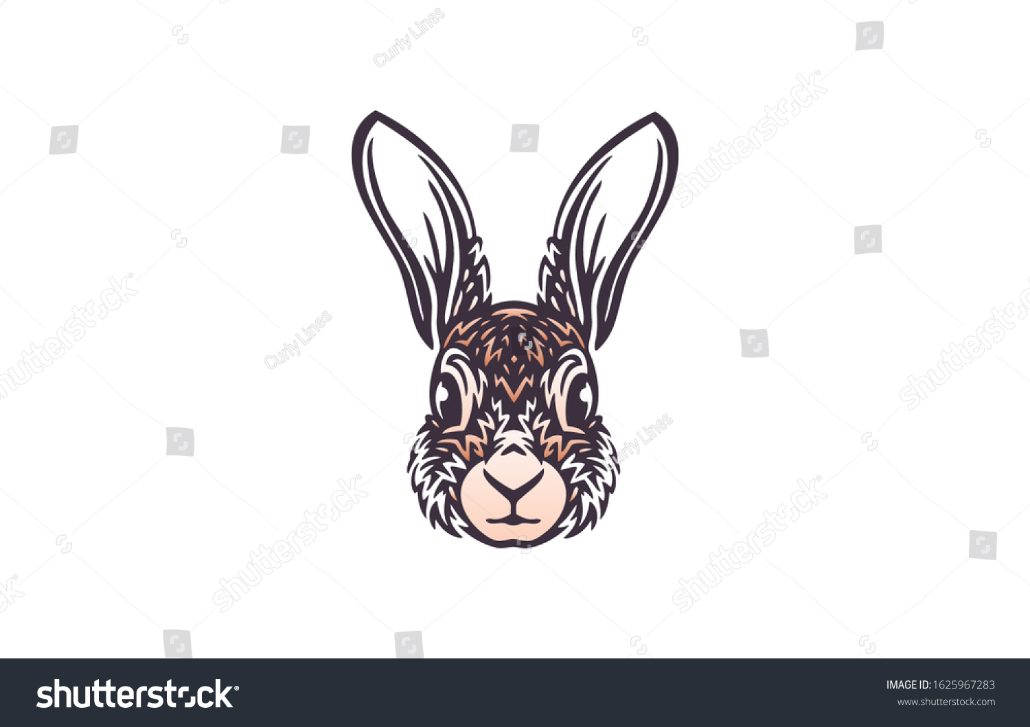 Rabbit Face Vector Logo On White Stock Vector (Royalty Free) 1625967283 ...
