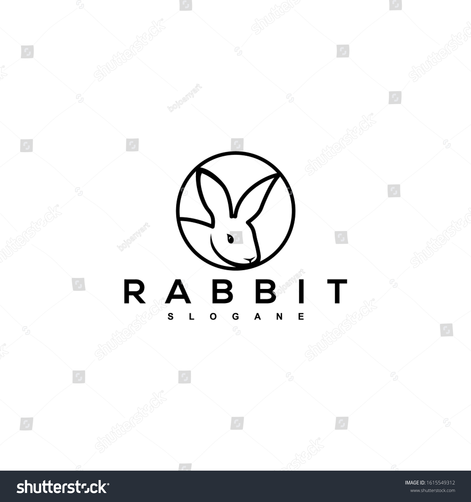 Rabbit Head Logo Design Black Vector Stock Vector (Royalty Free ...