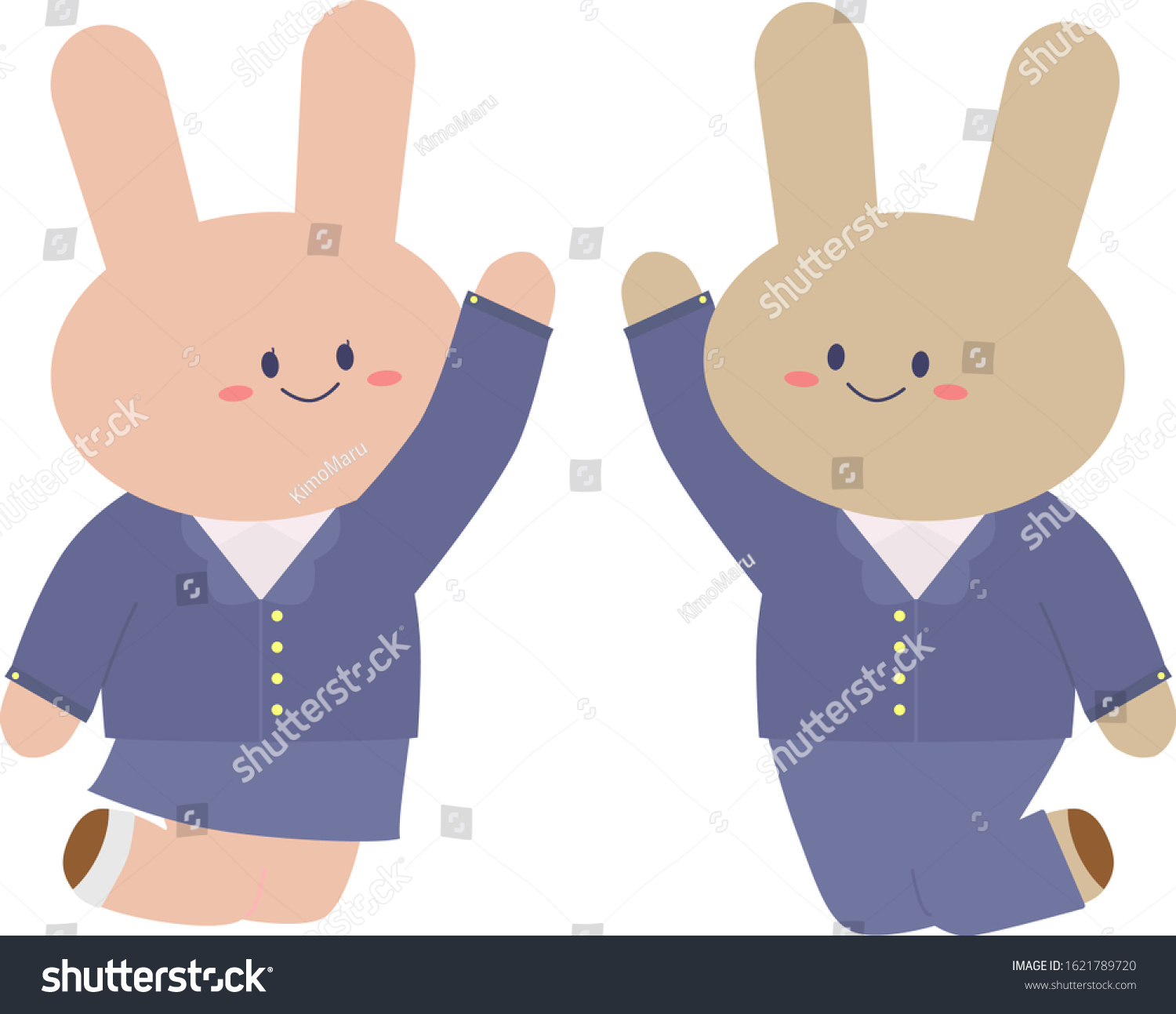 Rabbit High Five Rabbit Wearing School Stock Vector (Royalty Free ...