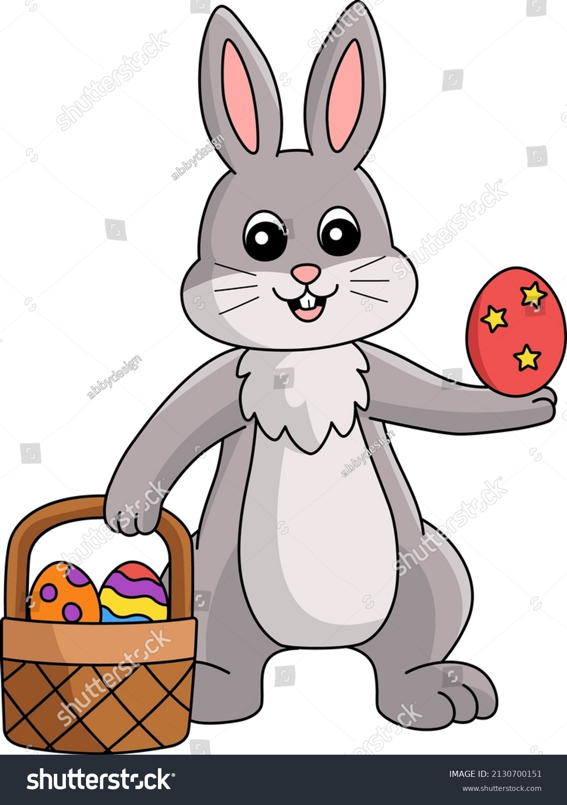 Rabbit Holding Easter Basket Cartoon Illustration Stock Vector (Royalty ...