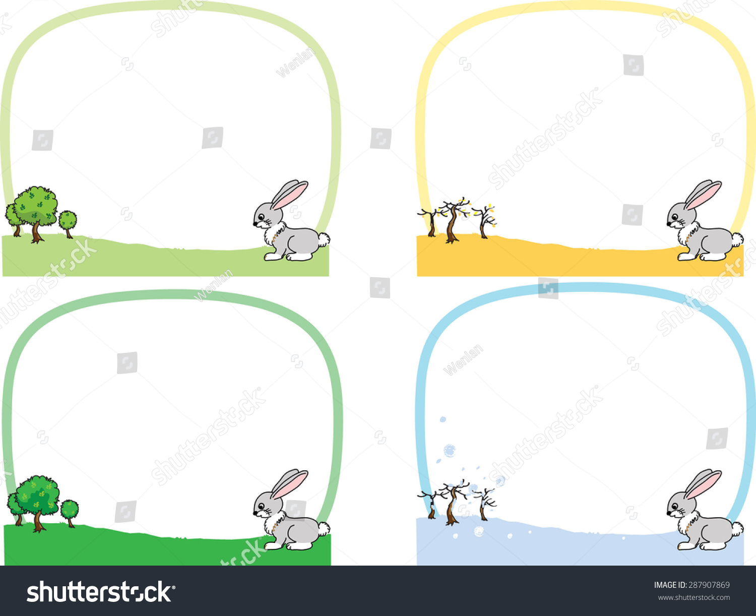 Rabbit Four Seasons Frame Stock Vector (Royalty Free) 287907869