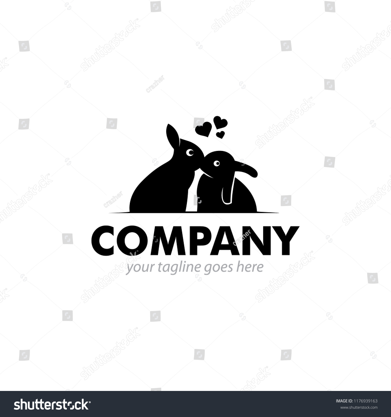 Rabbit Love Logo Vector Stock Vector (Royalty Free) 1176939163