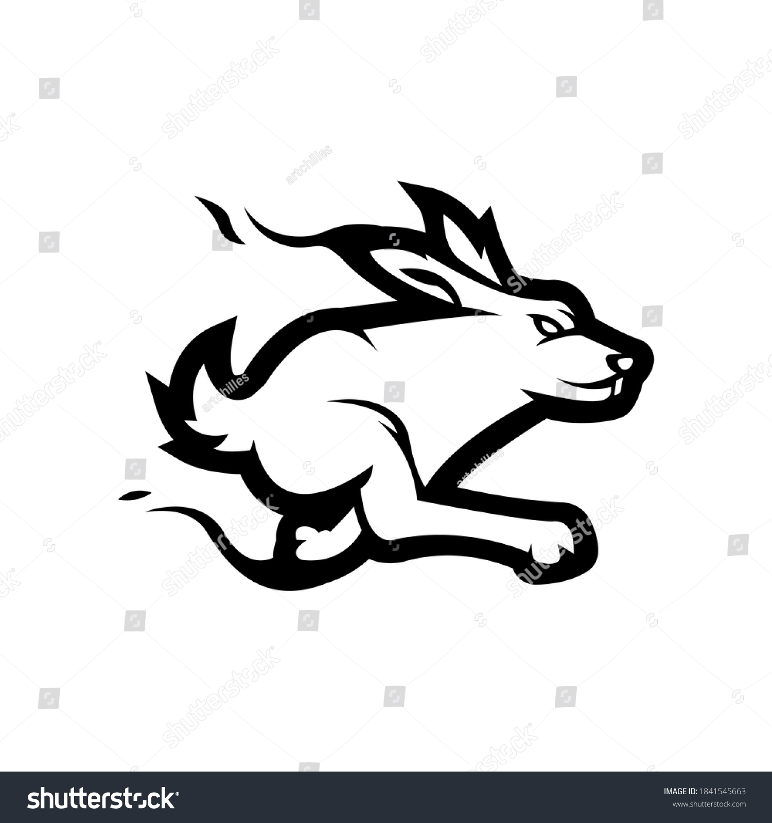 Rabbit Mascot Logo Black White Version: เวกเตอร์สต็อก (ปลอดค่าลิขสิทธิ์ ...
