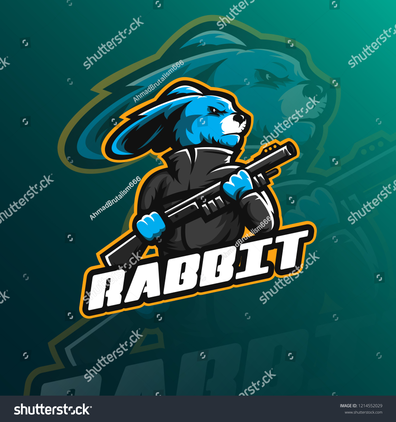 Rabbit Mascot Logo Design Vector Stock Vector (Royalty Free) 1214552029