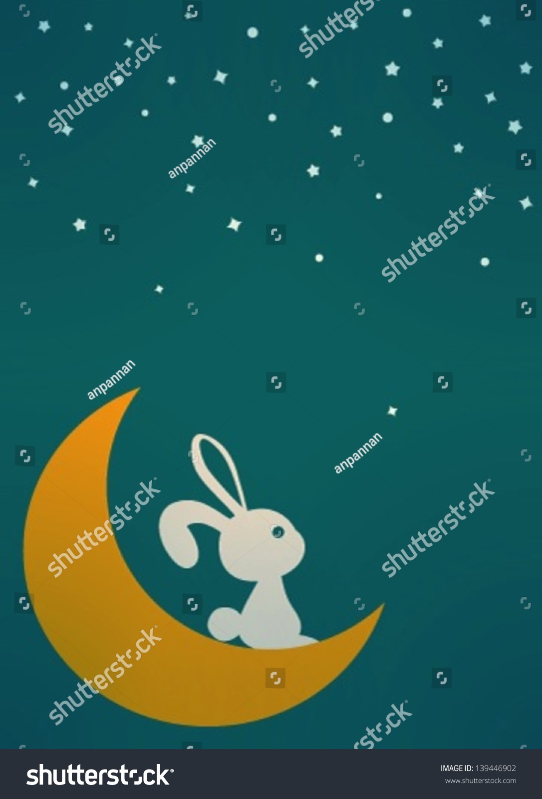 Rabbit On The Moon - Vector File Eps10 - 139446902 : Shutterstock