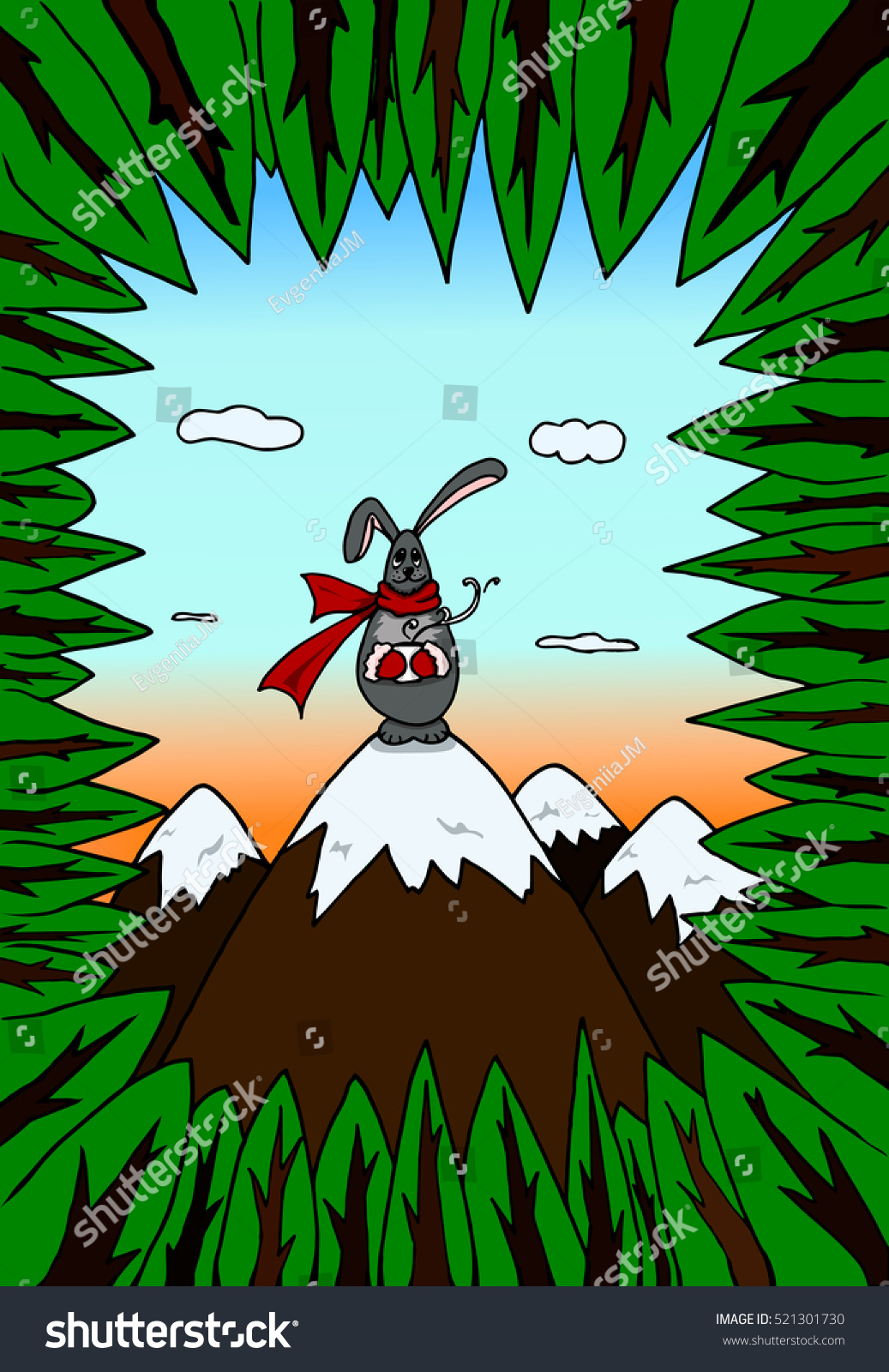 Rabbit On Mountain Stock Vector (Royalty Free) 521301730