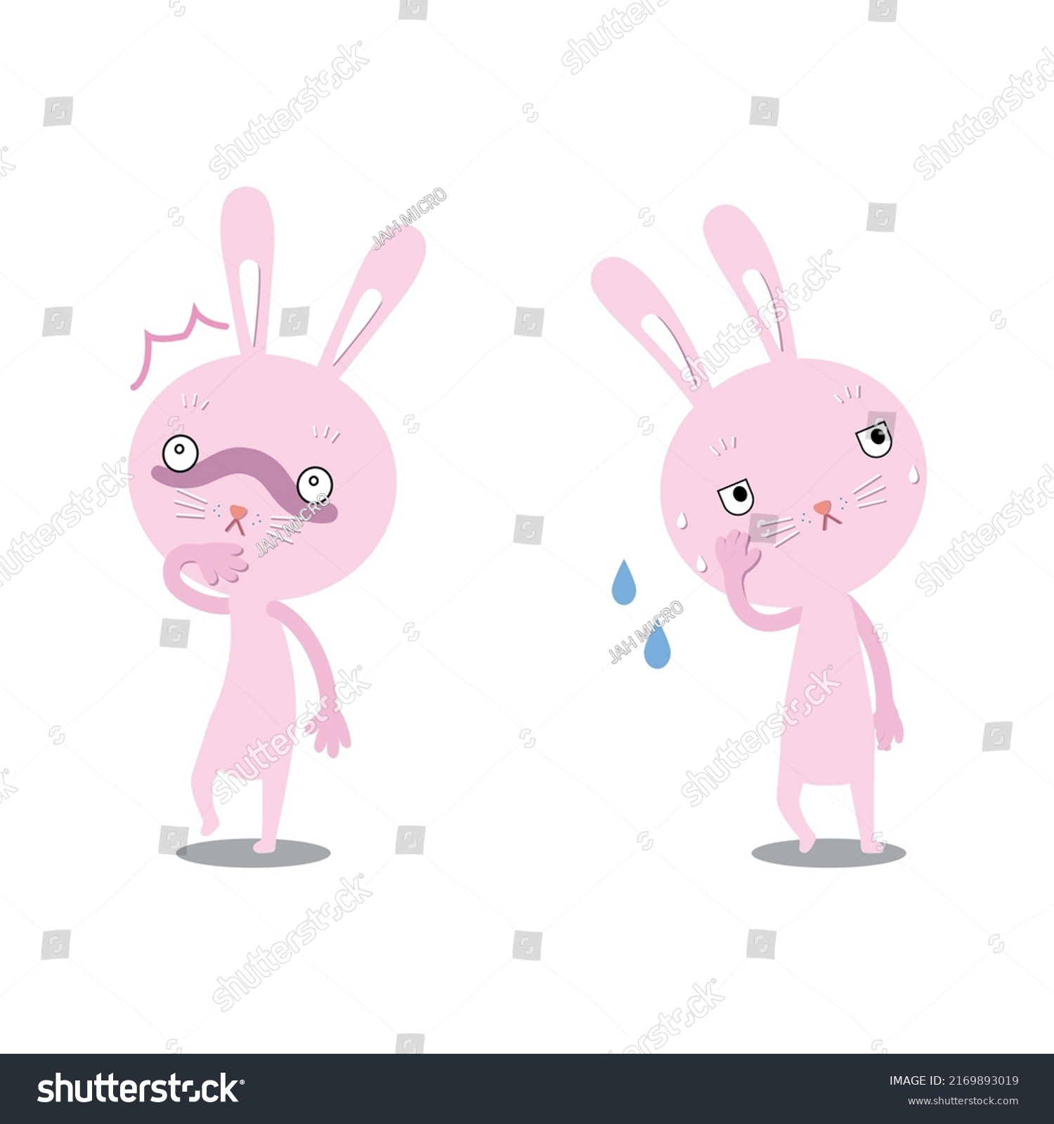 Rabbit Pink Scared Lie Stock Vector (Royalty Free) 2169893019 ...
