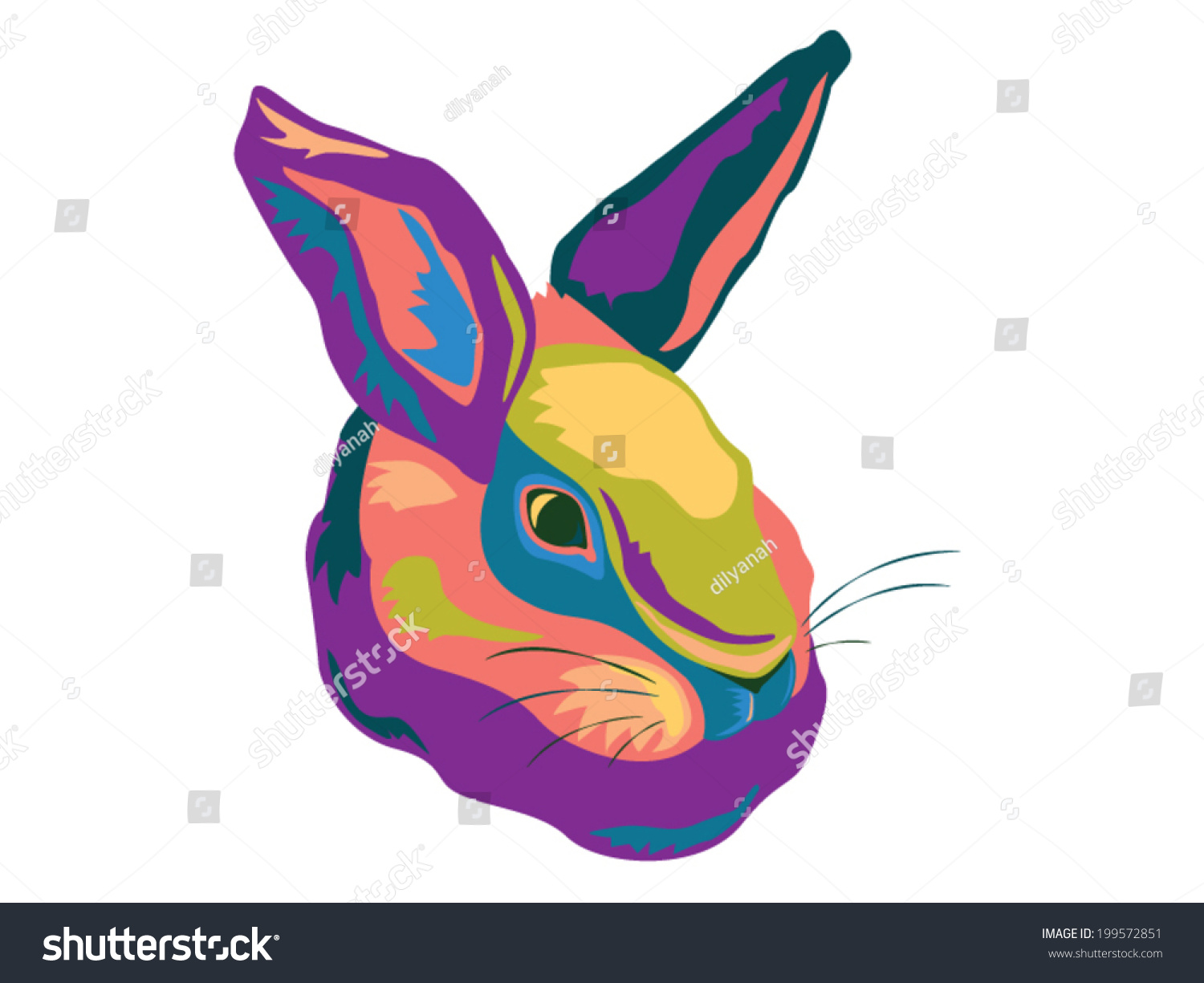 Rabbit Popart Illustrationvector Stock Vector (Royalty Free) 199572851