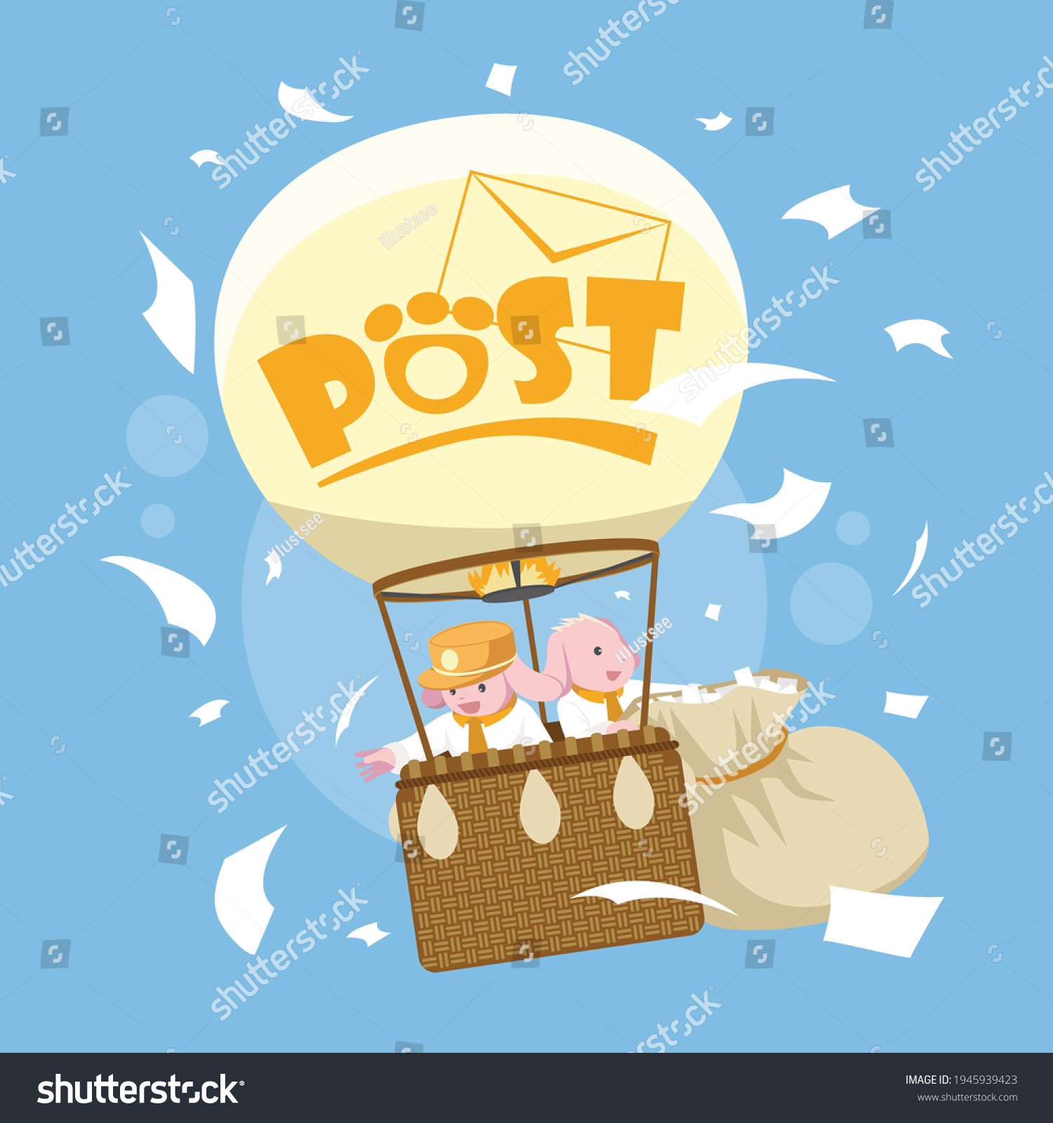Rabbit Postman Delivering Message Using Hot Stock Vector (Royalty Free ...