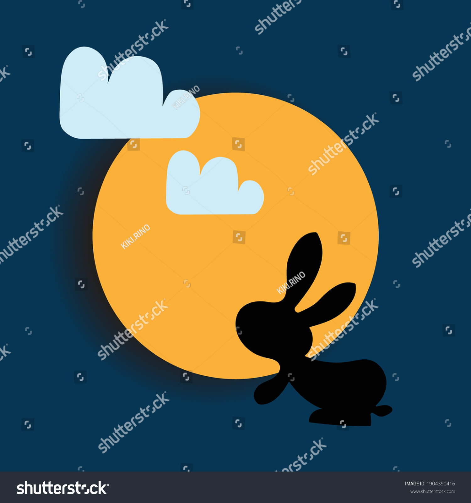 Rabbit Silhouette Full Moon Vector Stock Vector (Royalty Free ...