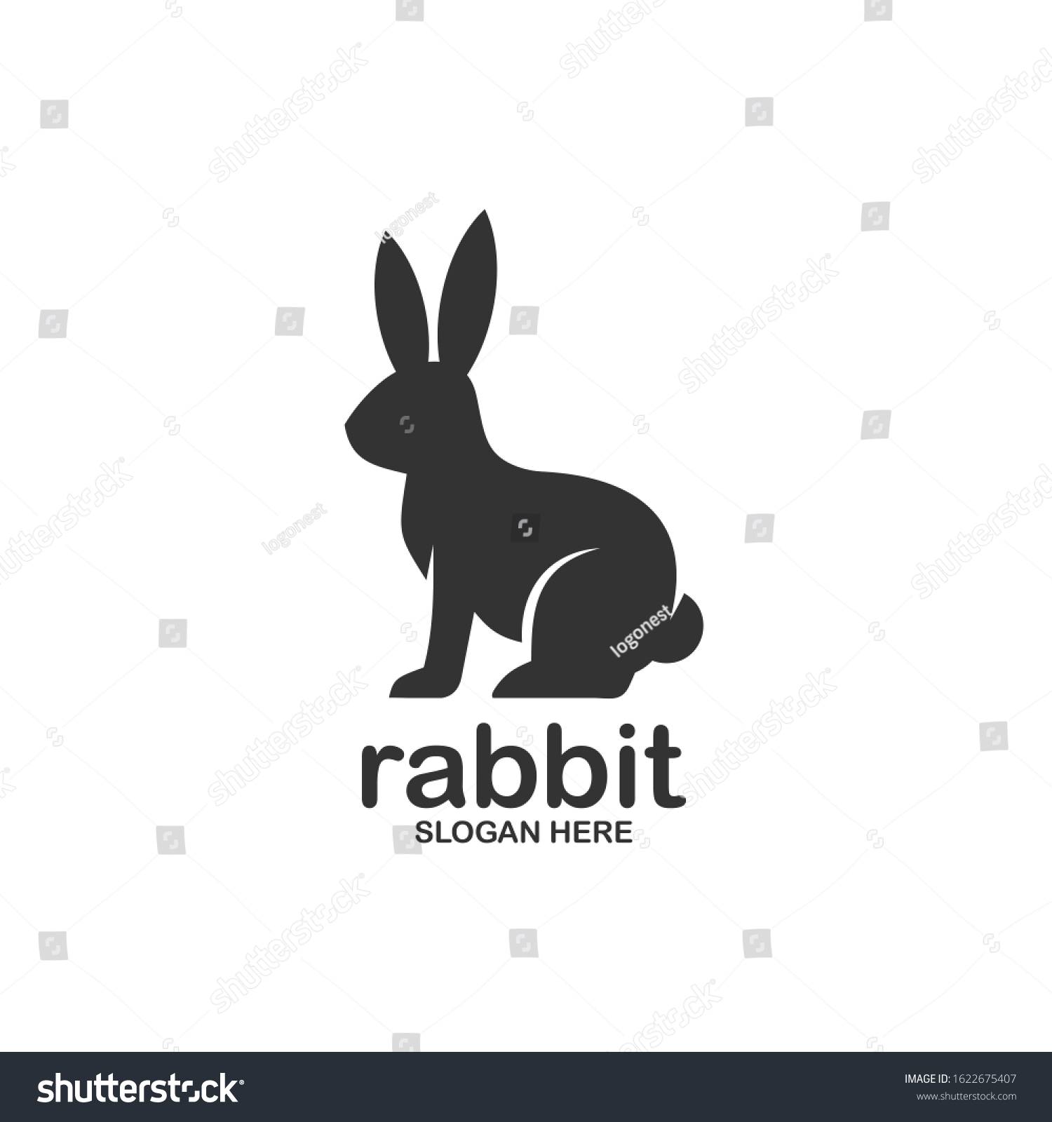 Rabbit Silhouette Logo Design Vector: vector de stock (libre de ...