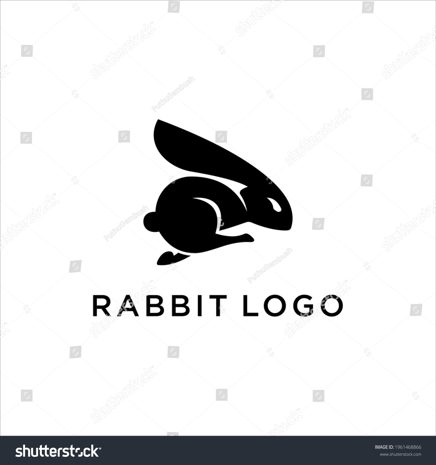 Rabbit Silhouette Logo Vector Rabbit Icon: vector de stock (libre de ...