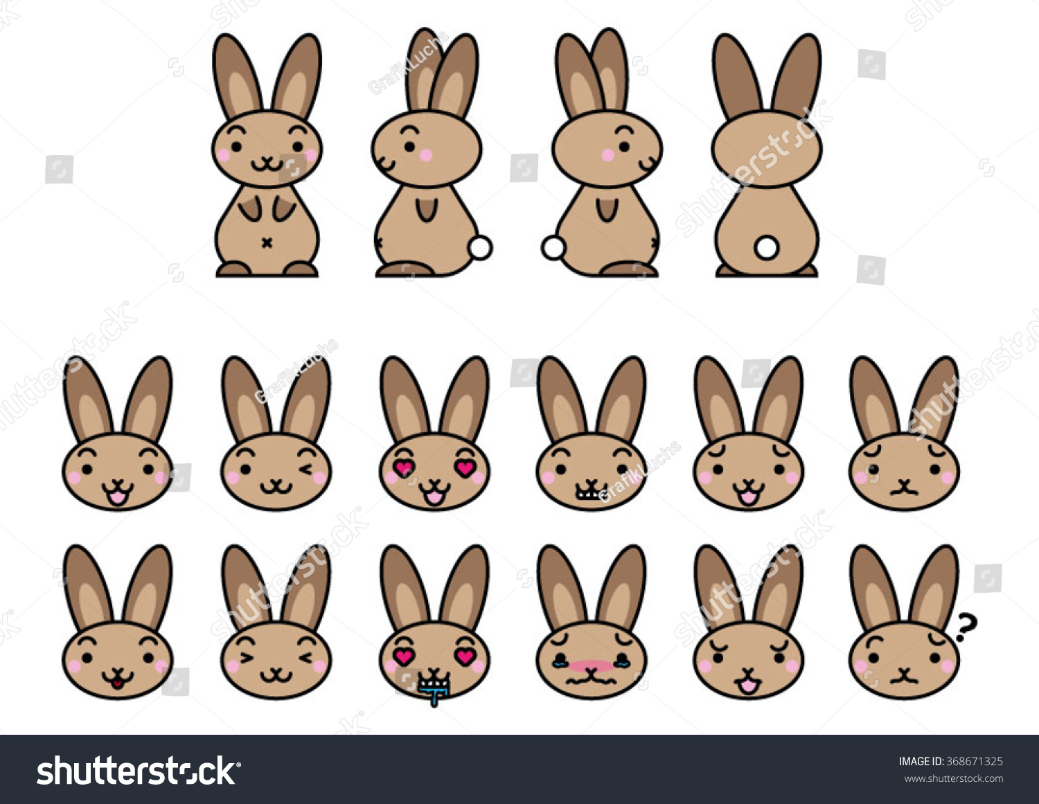Rabbit Smileys Stock Vector (Royalty Free) 368671325