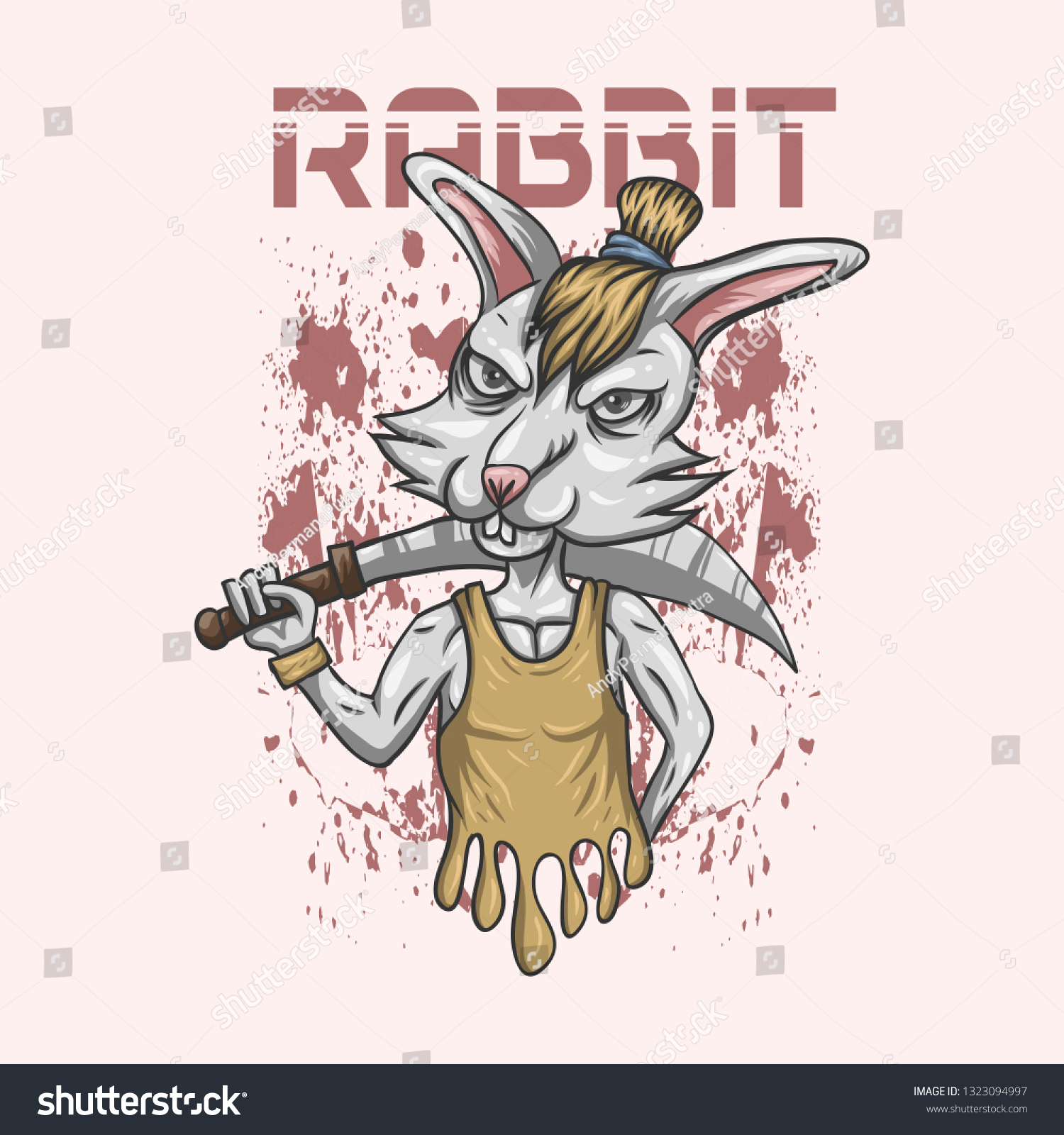 Rabbit Sword Vector Illustration Stock Vector (Royalty Free) 1323094997