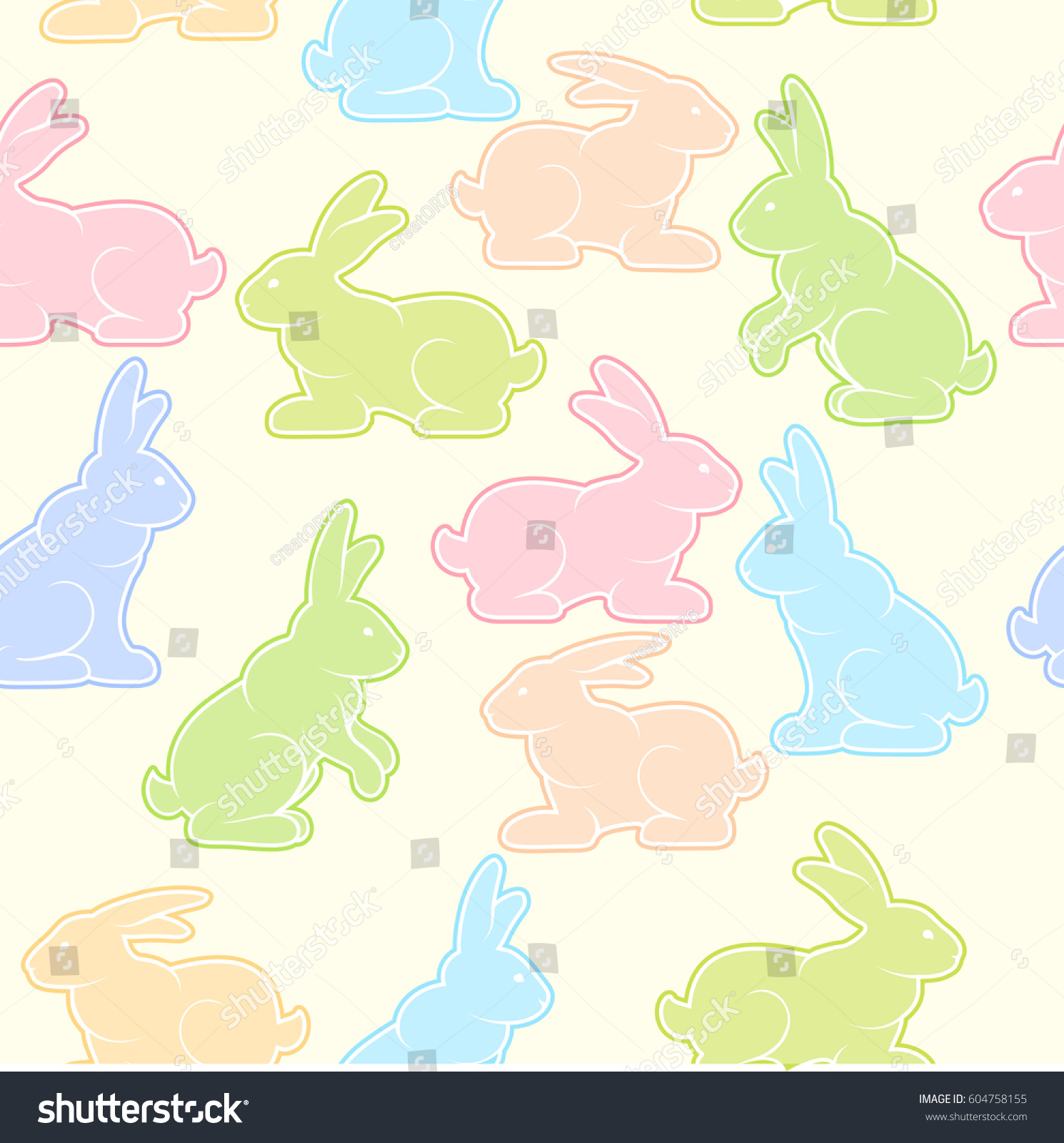 Rabbits Background Easter Bunny Pastel Seamless Stock Vector (Royalty ...