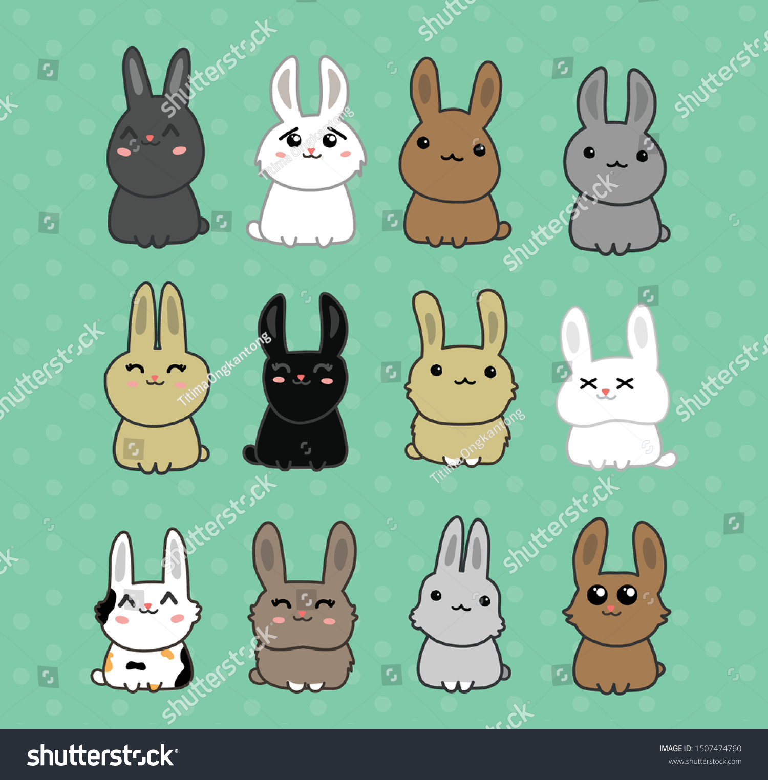 Rabbits Cartoon Set Vector Collection: เวกเตอร์สต็อก (ปลอดค่าลิขสิทธิ์ ...